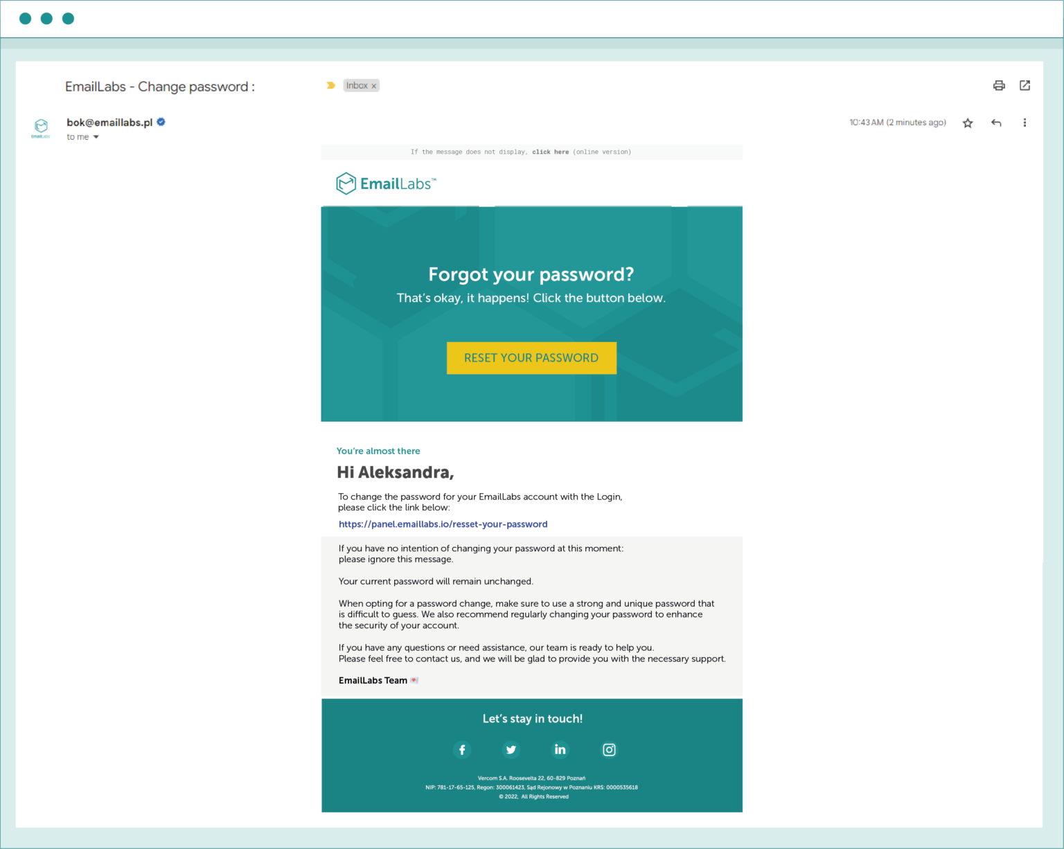 Password Reset Email Message Examples + Deliverability Tips | Email ...